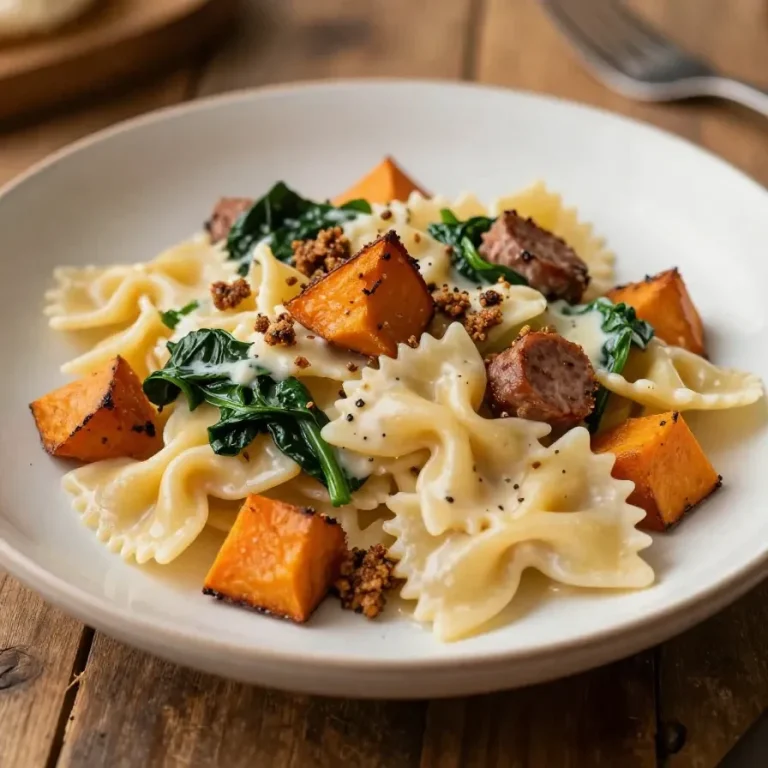 Creamy Butternut Squash Pasta with Sausage and Spinach – bestrecipes101.com